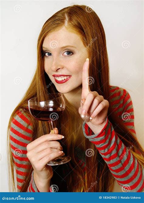 Young Woman With A Red Wine Glass Stock Image Image Of Twenties