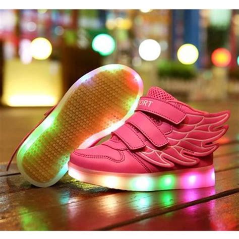 Baskets Lumineuses Led Unisexe Enfant Rose Rose Cdiscount Chaussures