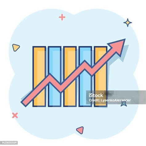 만화 스타일에 막대 그래프 아이콘을 성장 화살표 벡터 만화 그림 그림을 증가 Infographic 진행 사업 개념 스플래시 효과입니다 경영자에 대한 스톡 벡터 아트 및 기타