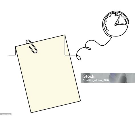 Papier Couleur Abstrait Avec Trombone Et Horloge Comme Dessin Au Trait