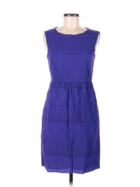 J Crew 100 Cotton Solid Blue Casual Dress Size 6 87 Off Thredup