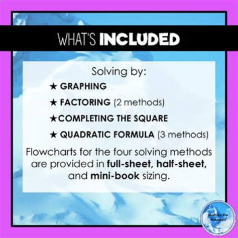 Solving Quadratic Equations Flowchart Graphic Organizers Bundle
