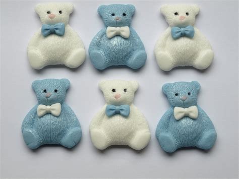 X Edible Teddy Bears Cupcake Toppers Decorations Baby Boy Birthday Baby Shower Christening