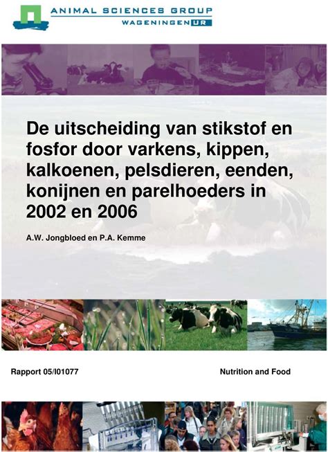 De Uitscheiding Van Stikstof En Fosfor Door Varkens Kippen Kalkoenen