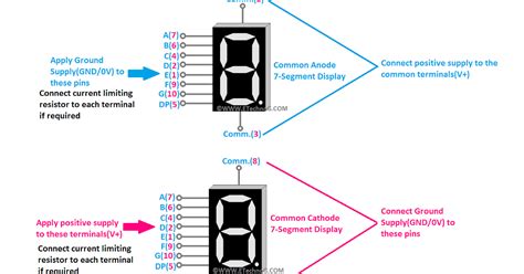 7 Segment Display Connection Common Anode And Common Cathode Etechnog