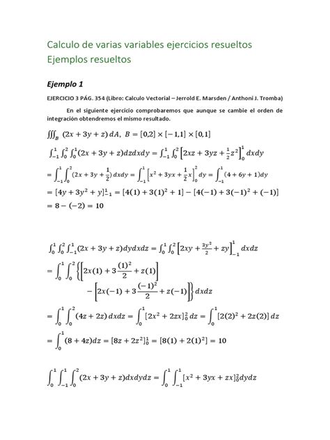 Calculo De Varias Variables Ejercicios Resueltos Pdf