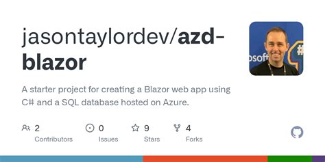 Github Jasontaylordevazd Blazor A Starter Project For Creating A Blazor Web App Using C And