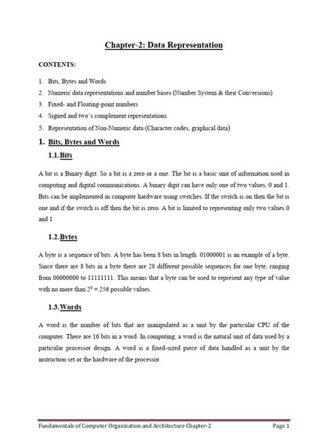 Unit 2 Data Representation Pdf Bit Elementary Mathematics