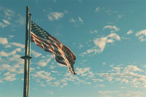 Premium Photo American Flag Hanging From A Pole