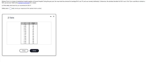 Solved Service Level Refer To The Standard Normal Table Chegg Com