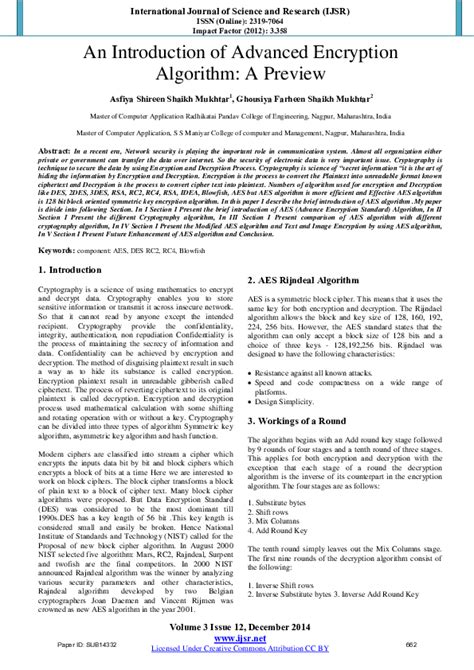 Pdf An Introduction Of Advanced Encryption Algorithm A Preview