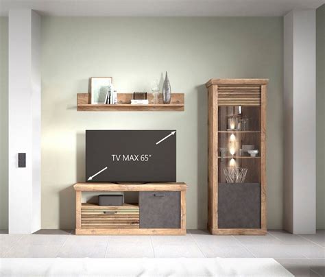58 Aufm Kessel Wohnwand Wohnwand Jacintha 14 241x40x206 Flagstaff Eiche