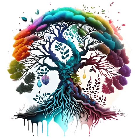 Tree Of Life Graphic In Multiple Colors With Fine Detail Creative Fabrica