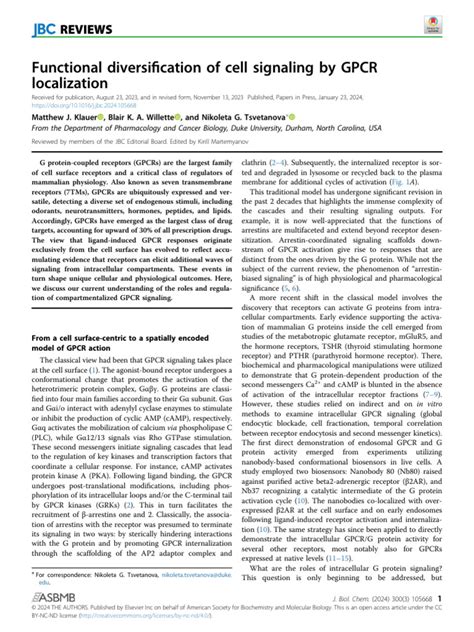 Functional Diversification Of Cell Signaling By Gpcr Localization Pdf Cell Signaling