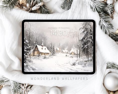 White Christmas Winter Village Cute Christmas Ipad Wallpaper Snowy