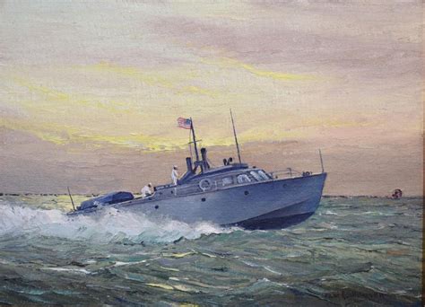Paul Schumann Navy Or Coast Guard 1930s Pursuit Boat Galveston Texas Artist Texas Coast For