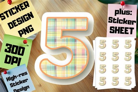 Cheerful Patterned Number Printable Sticker Design