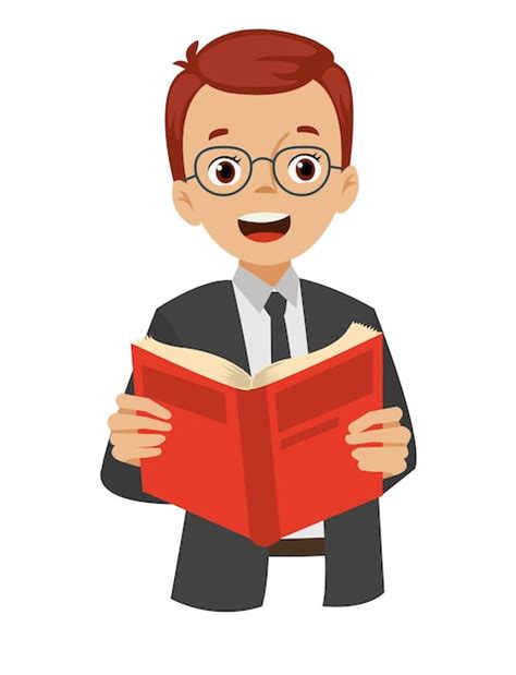 Profesor Masculino Leyendo Un Libro Vector Premium