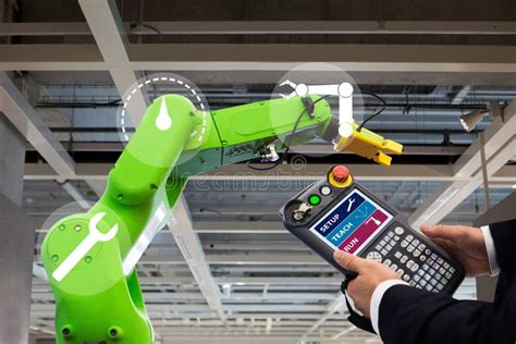 Programming Robot With Robotic Arm Stock Image Image Of Artificial