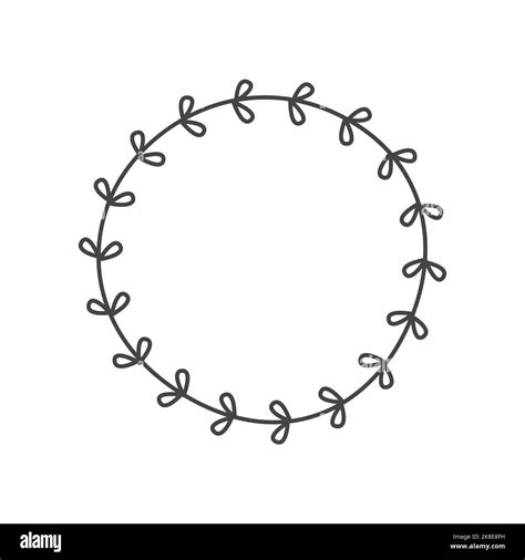 Leaf Floral Wreath Set Circle Frame Template With Leaves Flower And