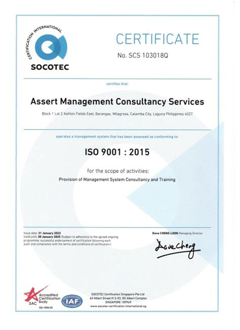 Assert Management Consultancy Services Is An Iso 90012015 And Iso
