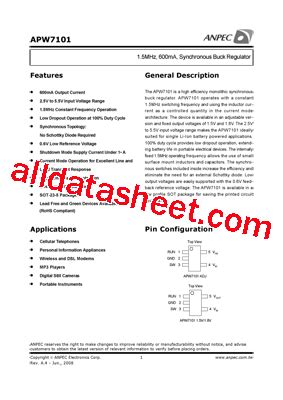 APW7101 15 Datasheet PDF Anpec Electronics Coropration