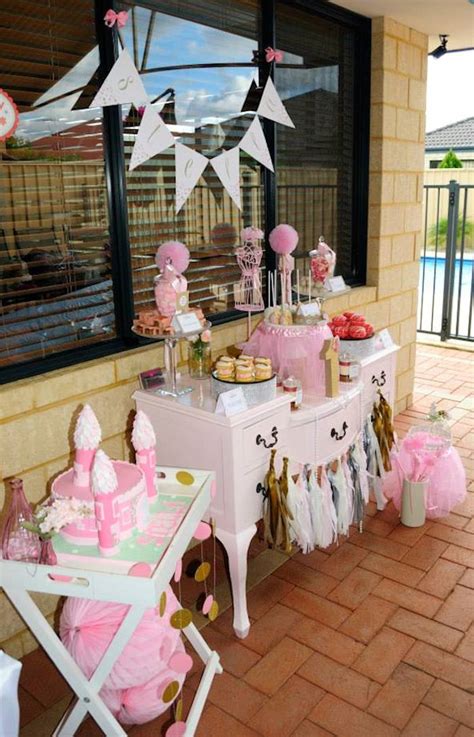 Karas Party Ideas Glitter Gold Pink Princess 1st Birthday Party Via