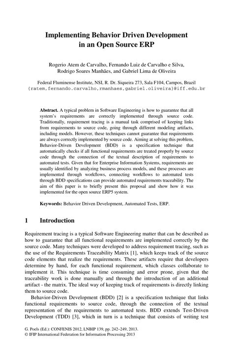 Pdf Implementing Behavior Driven Development In An Open Source Erp