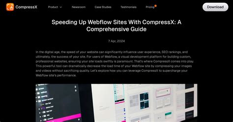Speeding Up Webflow Sites With Compressx A Comprehensive Guide
