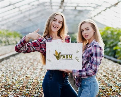 Premium Psd Beautiful Young Girls Posing In A Farm
