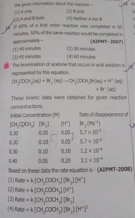 The Given Information About The Reaction Filo