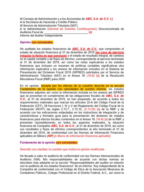 Informe De Auditoría Modificado Pdf Auditoría Contralor