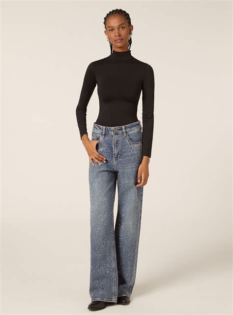 Jeans Strass Combinati Straight D003 Medium Blue