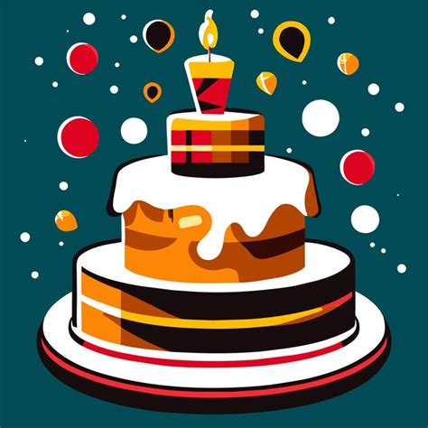 Векторная иллюстрация торта на день рождения Премиум векторы