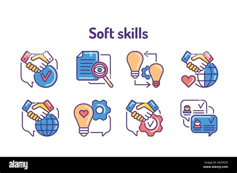 Soft Skills Color Line Icons Set Pictograms For Web Mobile App Promo