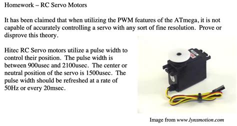 Pulse Width Modulation Homework Rc Servo Motors It Has Been