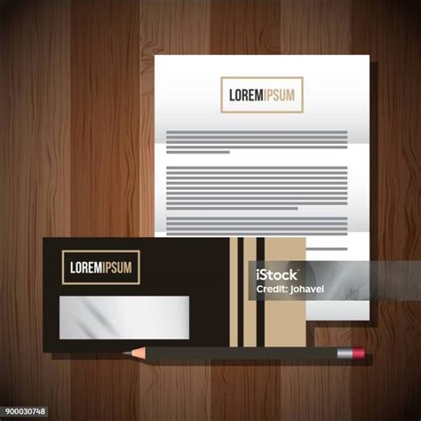 문서 봉투와 연필 편지지 서식 파일 비즈니스 브랜딩 나무 배경 0명에 대한 스톡 벡터 아트 및 기타 이미지 0명 고급 고풍스런 Istock