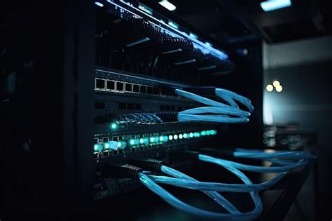 Premium Ai Image Network Cables Connected Into Switches Generative Ai
