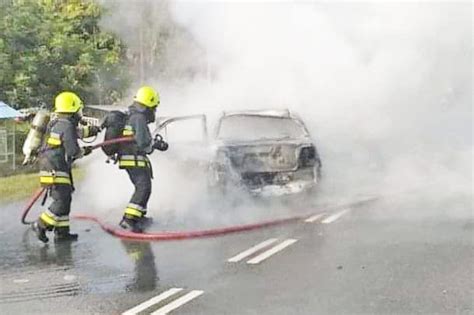 Three Injured After Vehicle Catches Fire Borneo Bulletin Online