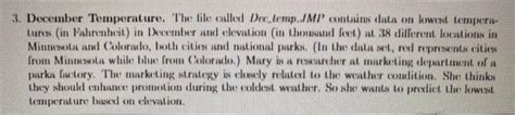 Solved December Temperature The File Called Dex Temp Jmp Chegg