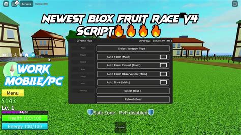 BLOX FRUITS Script Mobile UPDATE RACE V4 AUTO FARM DF MASTERY RAID