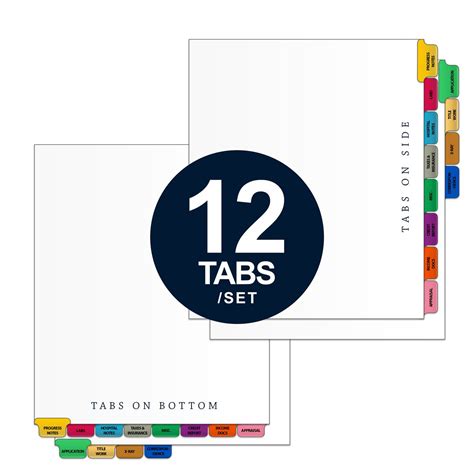 Custom Index Chart Dividers 90 White 12 Tabs Per Set Ecom Folders