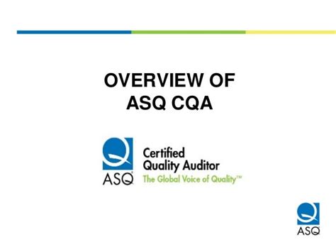Overview Of Asq Certified Quality Auditor Cqa