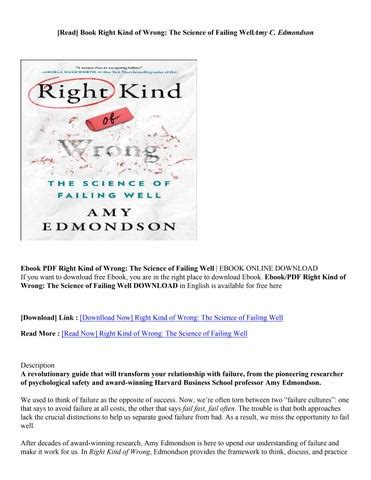 Pdf Epub Right Kind Of Wrong The Science Of Failing Well By Amy C
