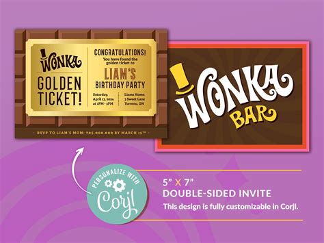 Birthday Party Invite Willy Wonka Golden Ticket Theme Etsy