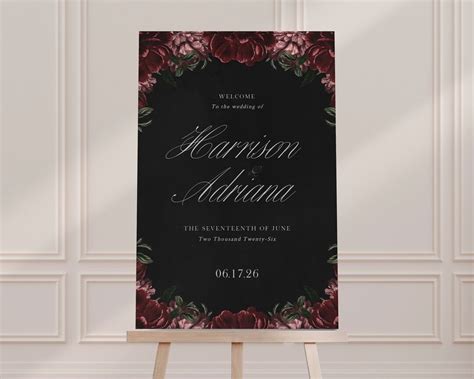 Ava Printable Welcome Sign Moody Floral Welcome Sign Floral Welcome