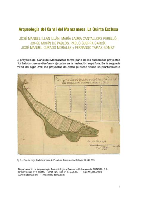 Pdf Arqueología Del Canal Del Manzanares La Quinta Esclusa