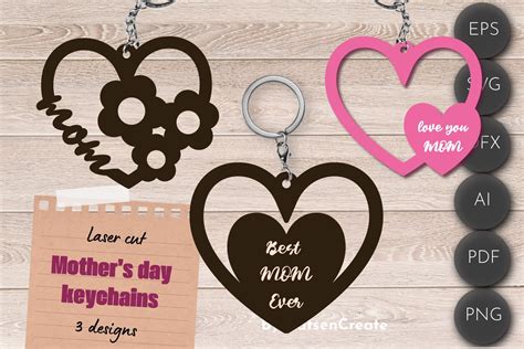 Mom Laser Cut File Mother Day Keychain Creative Fabrica