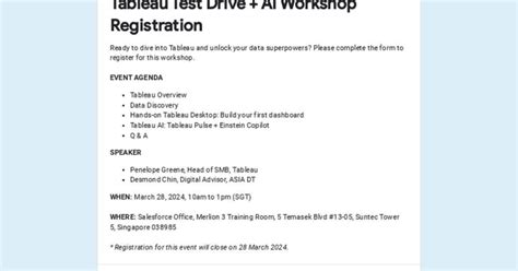 Tableau Test Drive Ai Workshop Registration Harpreet Singh ☁️