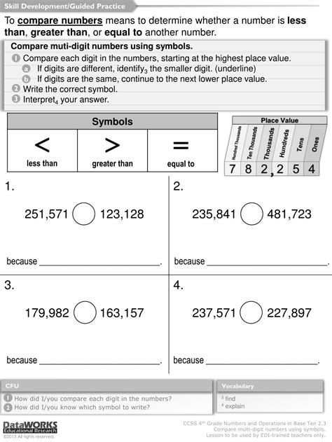 Ppt We Will Compare Multi Digit Numbers Using Symbols 1 Powerpoint Presentation Id 4384849